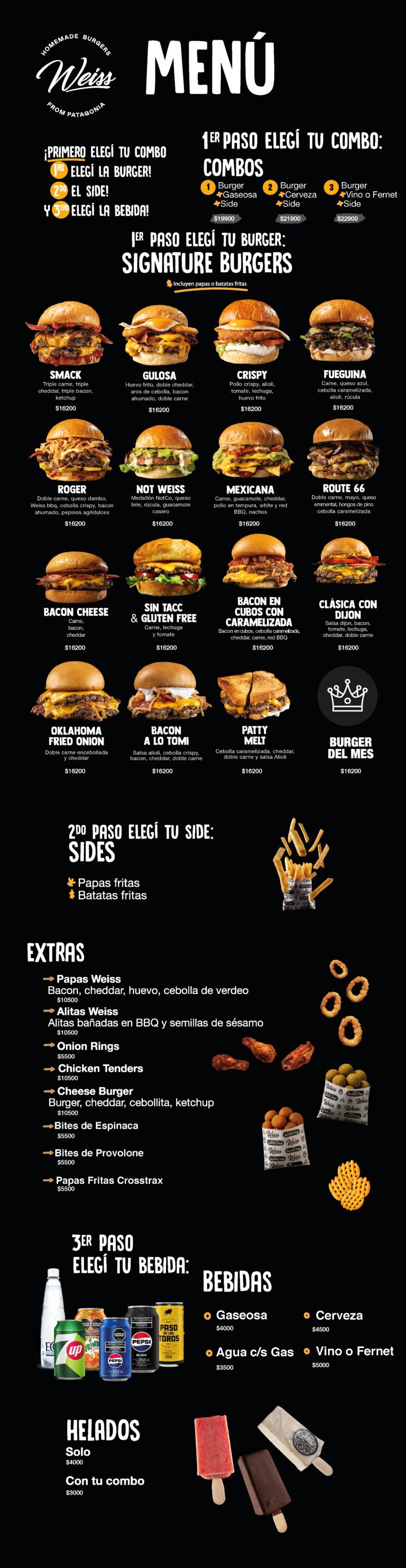 Menú Olivos – Weiss Homemade Burgers